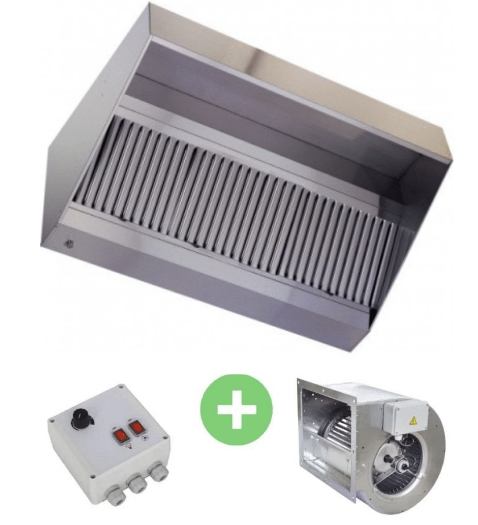 Pack Hotte inox Trapèze 2000×900 + Moteur 9/9 + variateur 6A - Hotte ...